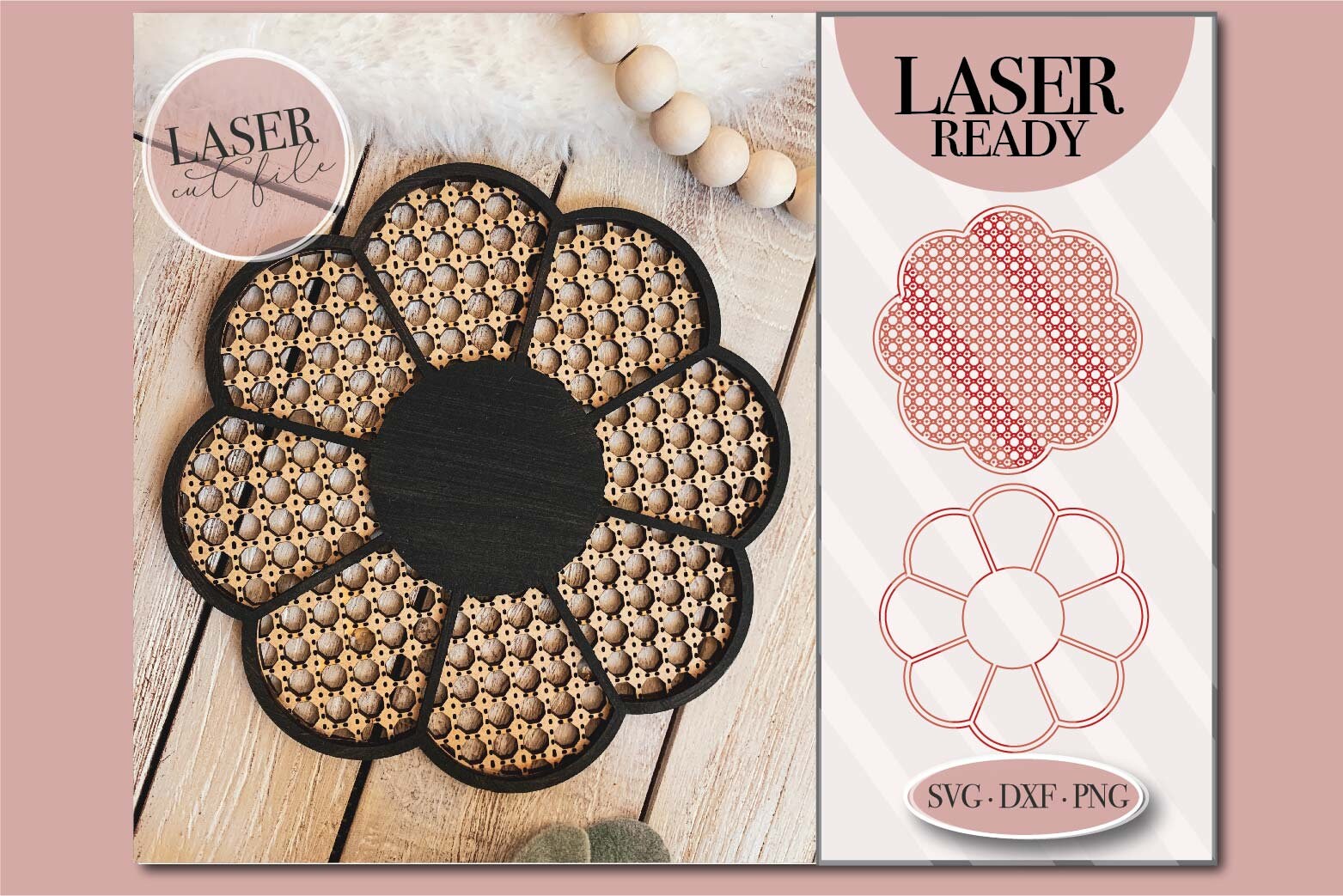 Daisy Cane Weave Svg Laser Flower Svg Boho Laser Frame - Etsy