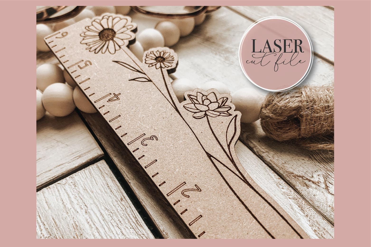 6 Ruler Svg Floral Ruler Svg Laser Cut Ruler Wooden - Etsy