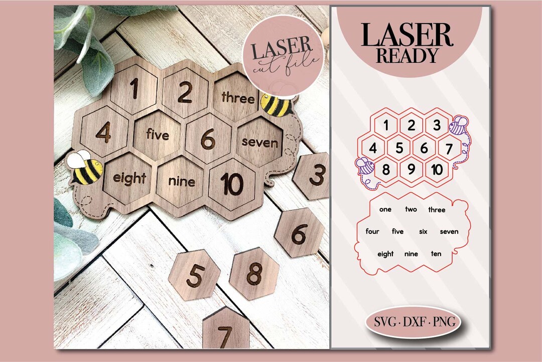 Montessori Number Recognition 1-10 Svg File, Bee Puzzle Svg, Montessori ...