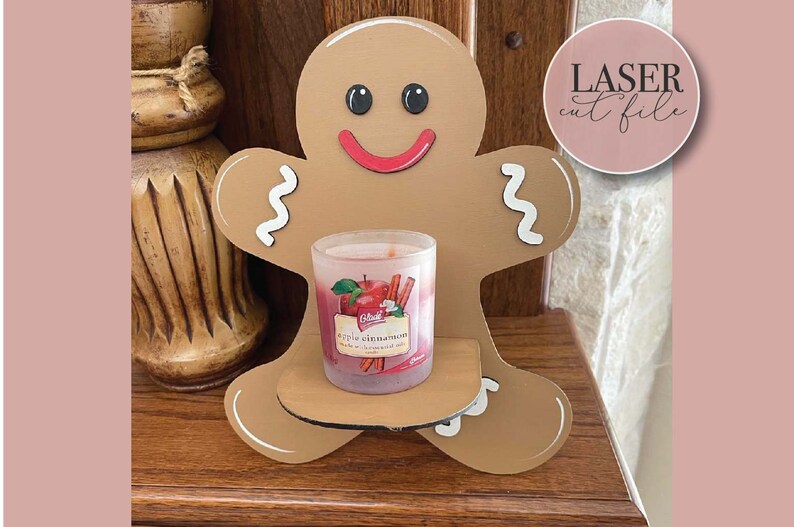 Gingerbread Man Wall Shelf Svg Candle Holder Svg Christmas - Etsy