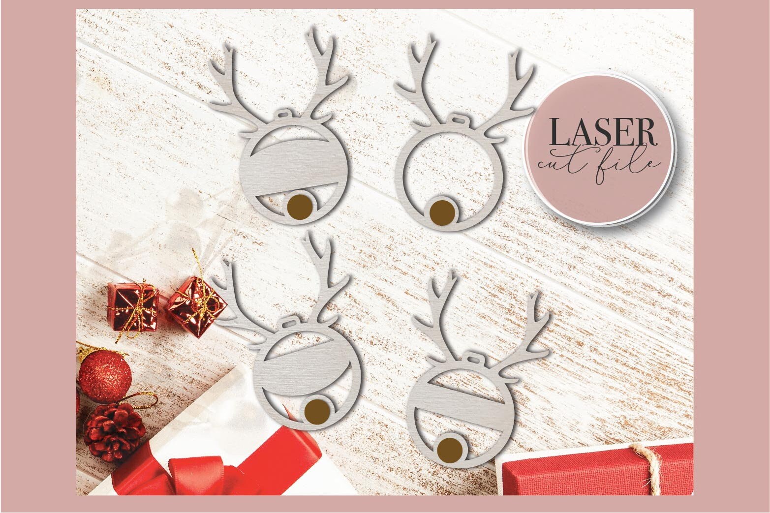 Reindeer Ornaments Svg Reindeer Ornament Blanks Christmas - Etsy