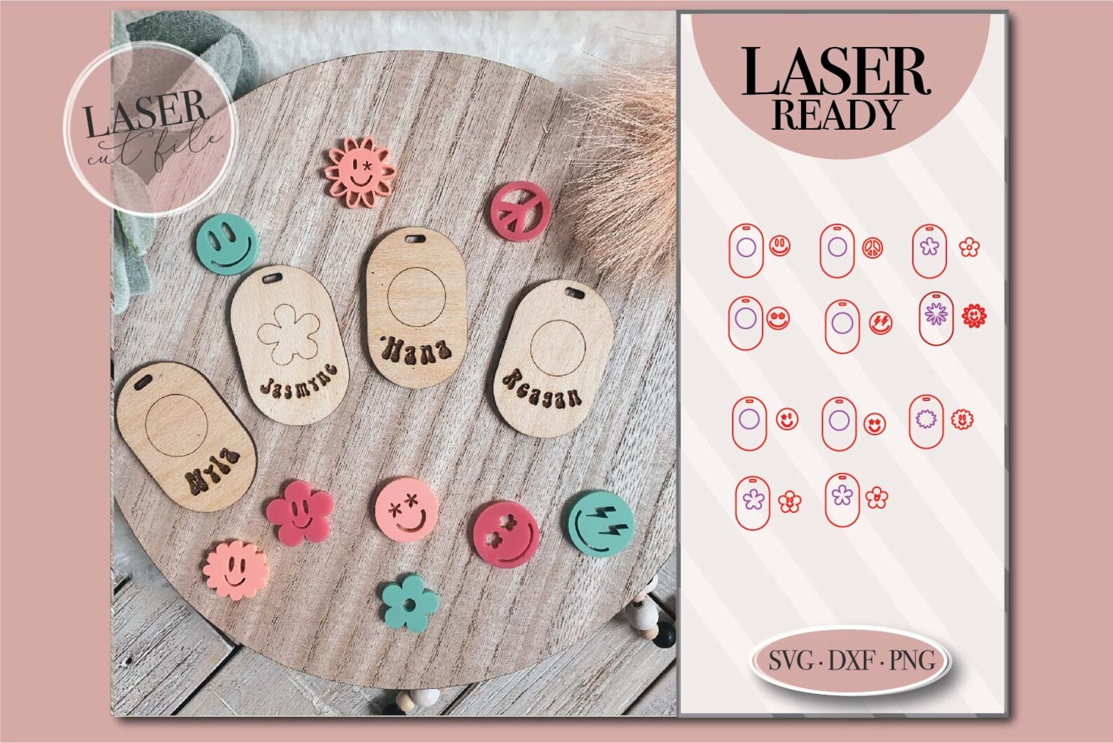 Retro Smiley Keychains Svg Smiley Face Nametags Svg Kids - Etsy