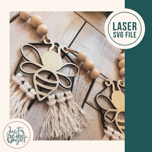 Honey Bee Macrame Garland Svg, Macrame Wall Hanging Svg, Spring Macrame ...