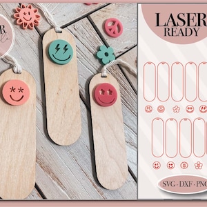 Retro Smiley Bookmarks Svg, Smiley Face Laser Bookmark Svg, Kids ...