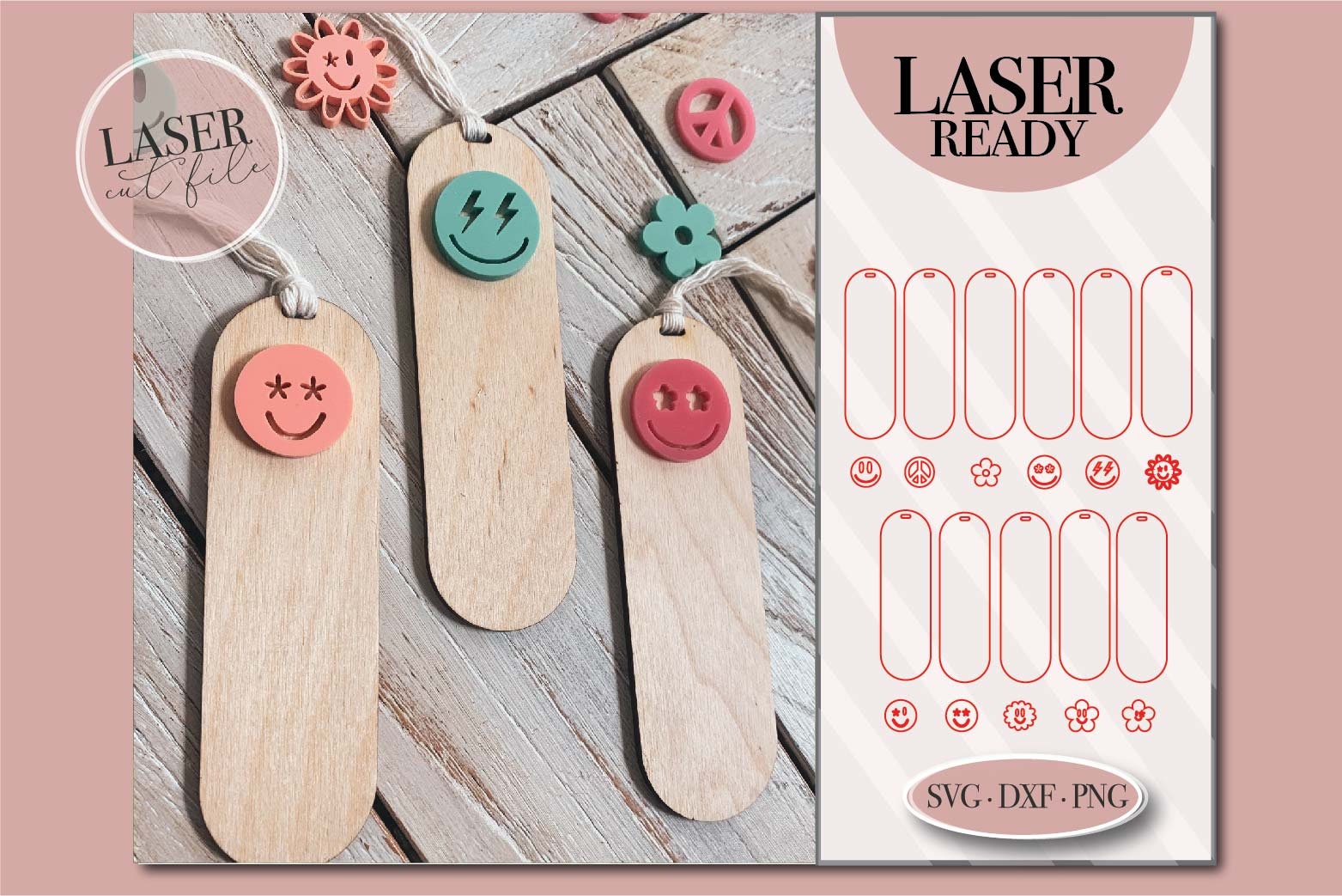 Retro Smiley Bookmarks Svg Smiley Face Laser Bookmark Svg - Etsy