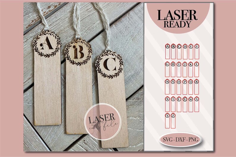 Boho Monogram Bookmarks Svg Laser Bookmark Svg Custom - Etsy