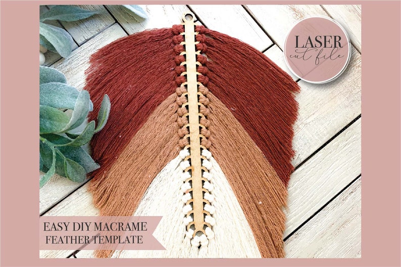 Feather Macrame Template Laser SVG file Macrame wall hanging - Etsy México