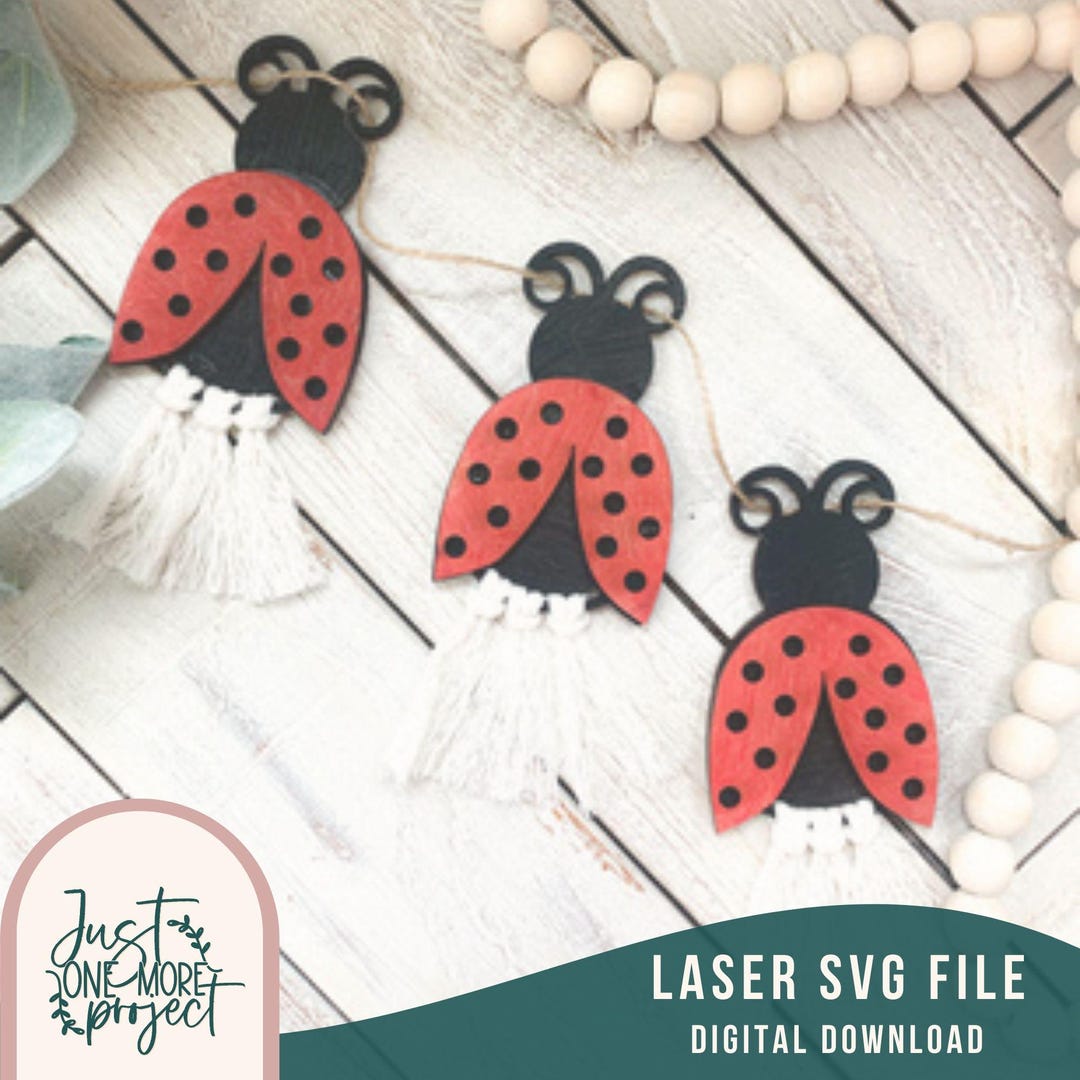 Lady Bug Macrame Garland Svg, Macrame Wall Hanging Svg, Spring Macrame ...