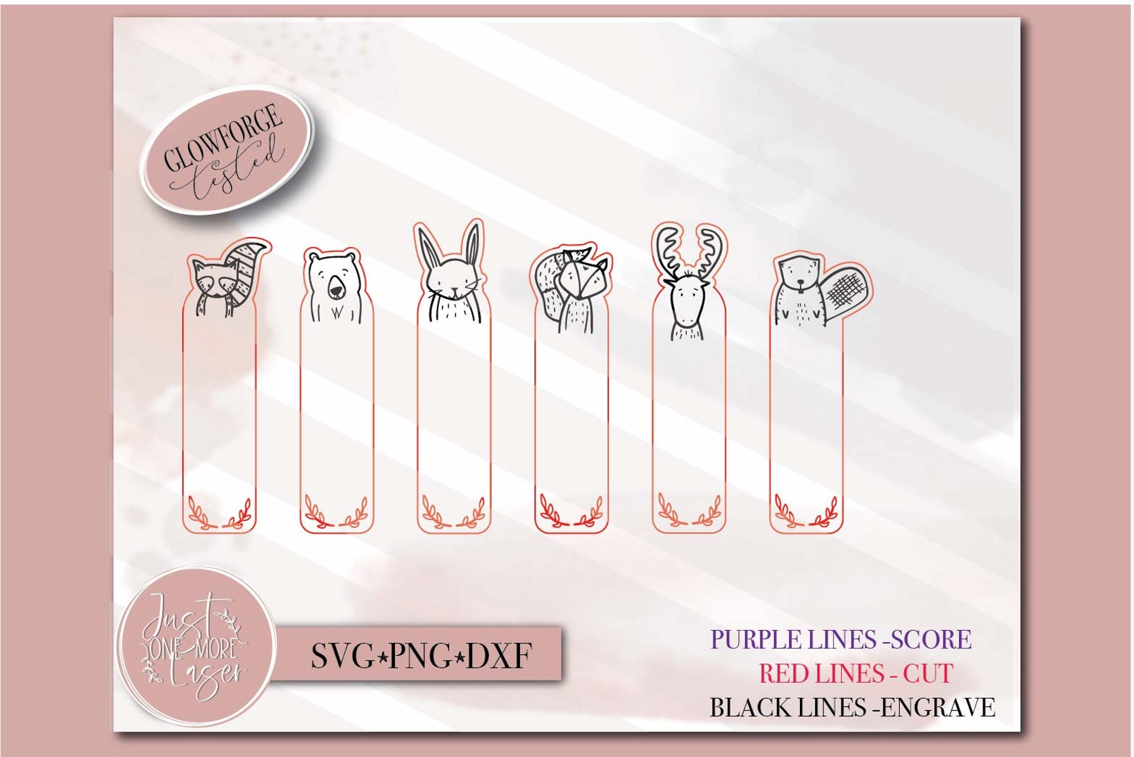 Woodland Animals Bookmarks Svg Laser Bookmark Svg Custom - Etsy