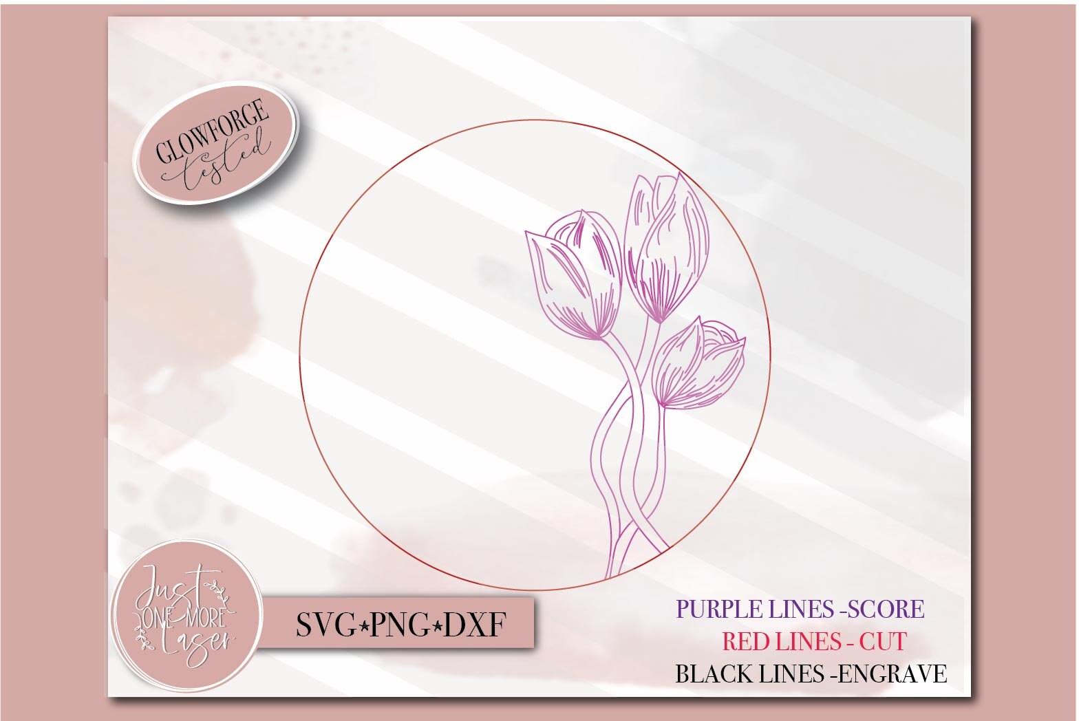 Tulip Round Sign Svg Floral Round Sign Svg Single Line - Etsy