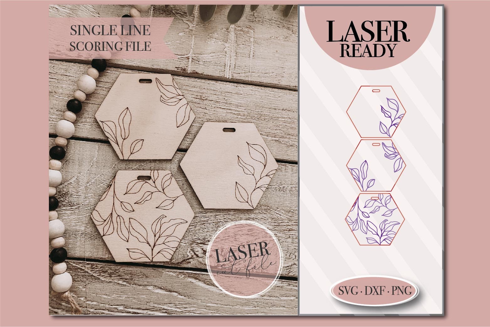 Boho Floral Keychain Bundle Hexagon Keychain Template Svg | Etsy
