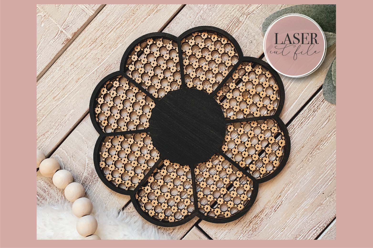 Daisy Cane Weave Svg Laser Flower Svg Boho Laser Frame - Etsy