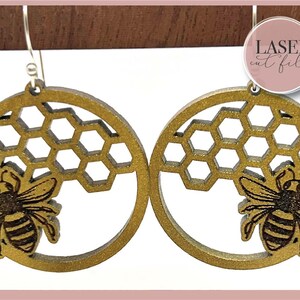 Bee Hive Earrings Svg, Bumble Bee Svg, Boho Laser Earrings Svg, Laser ...