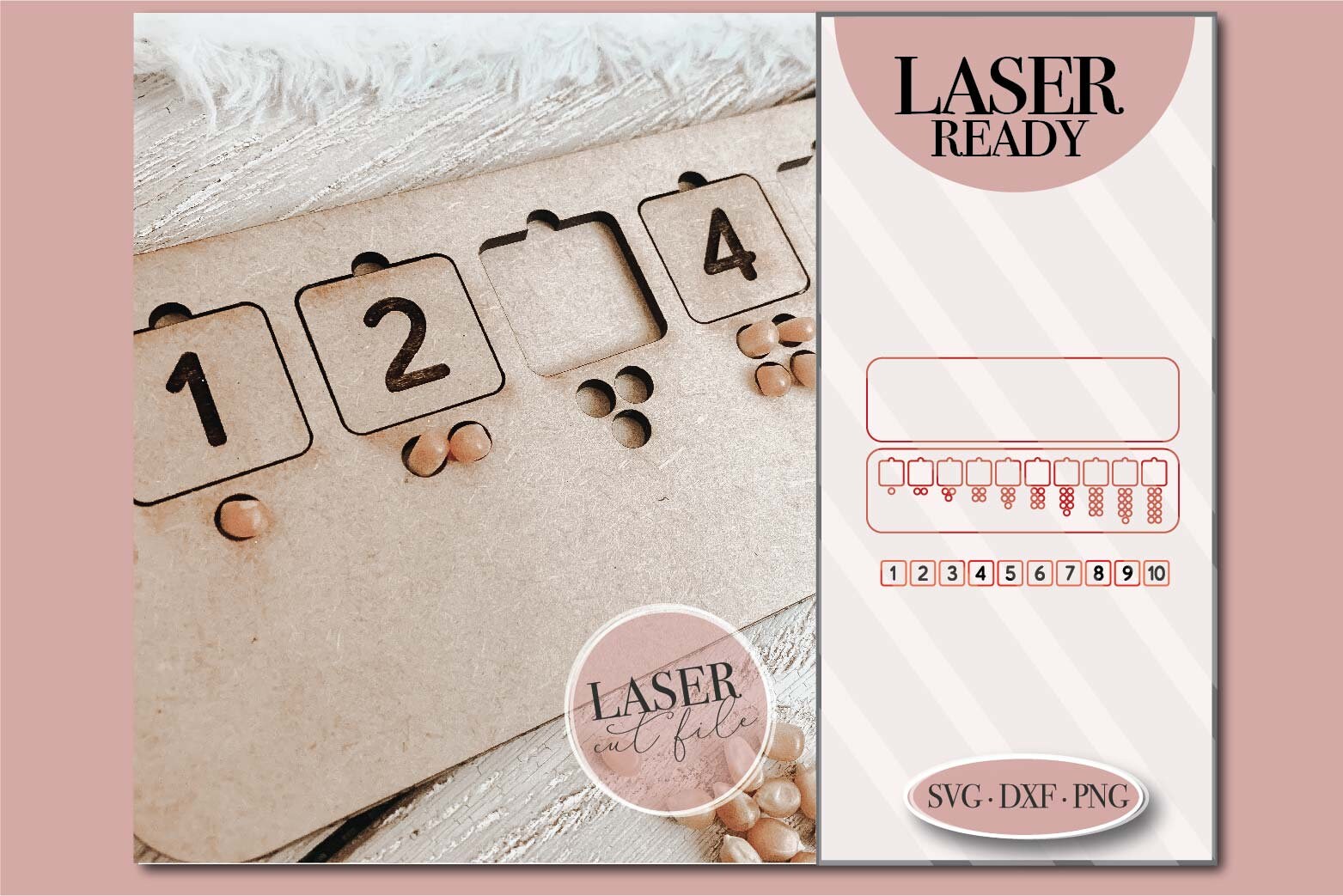 Montessori Number Board 1-10 Svg File Montessori SVG Laser - Etsy