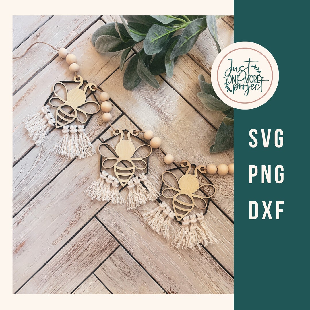 Honey Bee Macrame Garland Svg, Macrame Wall Hanging Svg, Spring Macrame ...