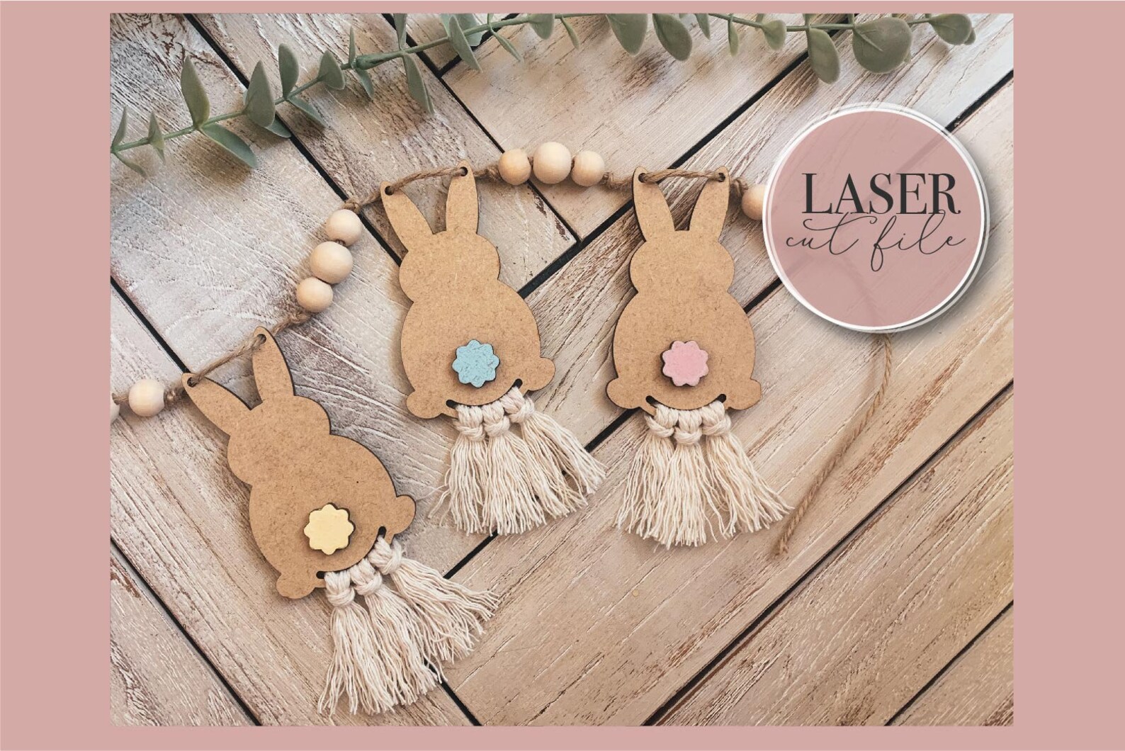 Easter Bunny Macrame Garland Svg, Macrame Wall Hanging Svg, Easter ...