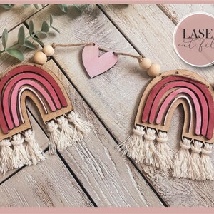 Valentines Day Rainbow Macrame Garland Svg Macrame Wall - Etsy