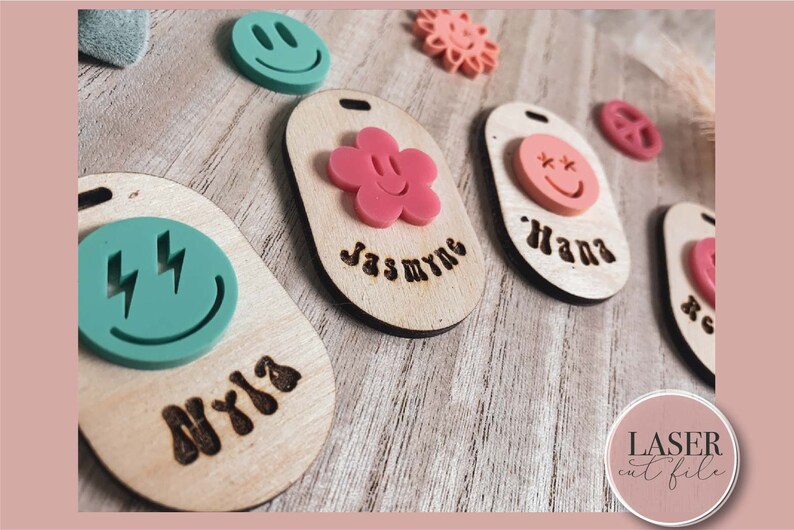 Retro Smiley Keychains Svg Smiley Face Nametags Svg Kids - Etsy