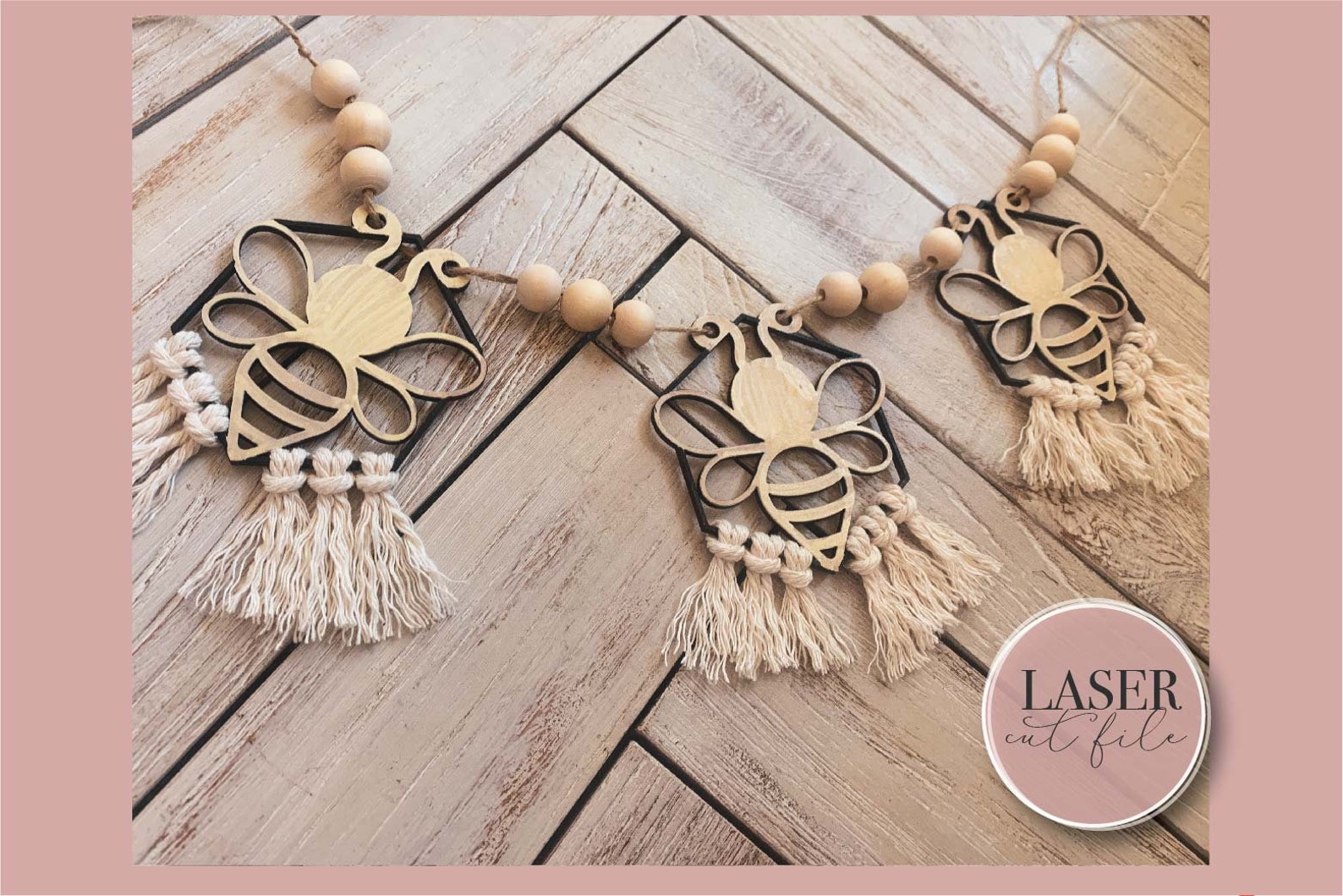 Honey Bee Macrame Garland Svg Macrame Wall Hanging Svg | Etsy