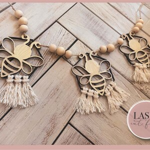 Honey Bee Macrame Garland Svg, Macrame Wall Hanging Svg, Spring Macrame ...