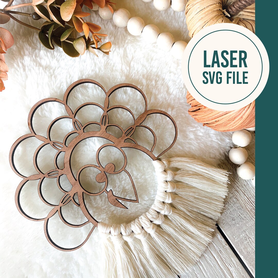 Boho Turkey Macrame Svg File, Thankgiving Laser Cut File Svg, Macrame ...