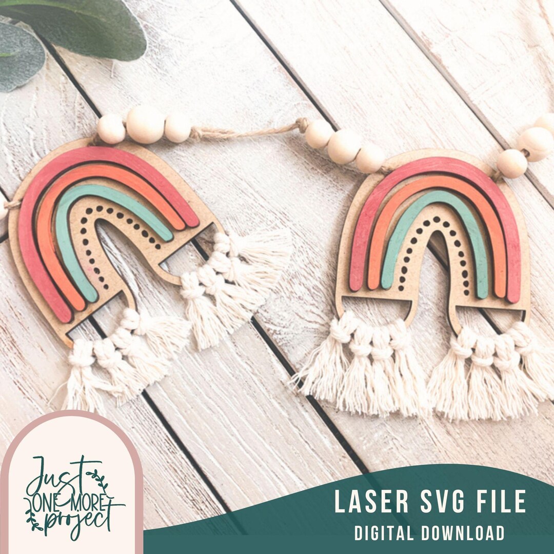 Rainbow Macrame Garland Svg, Macrame Wall Hanging Svg, Boho Rainbow ...
