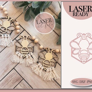 Honey Bee Macrame Garland Svg, Macrame Wall Hanging Svg, Spring Macrame ...