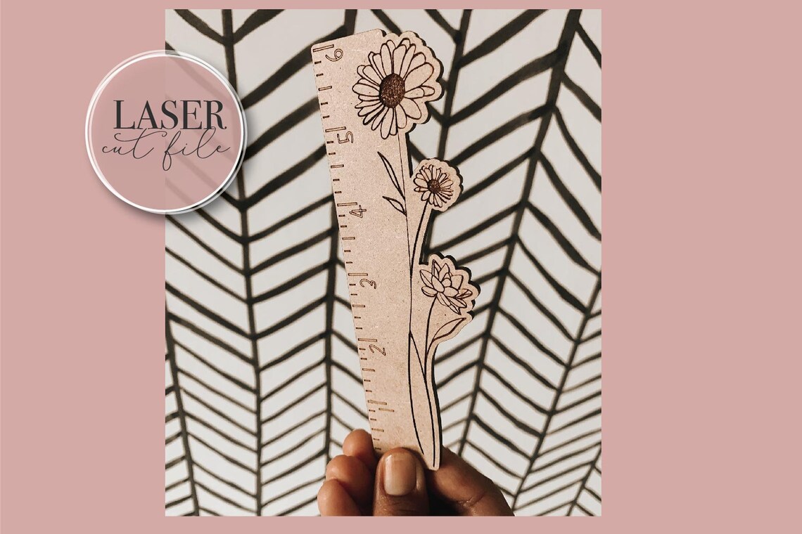 6 Ruler svg Floral Ruler svg Laser Cut Ruler Wooden | Etsy