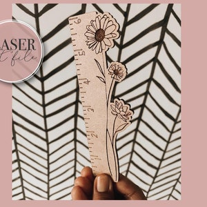6" Ruler Svg, Floral Ruler Svg, Laser Cut Ruler, Wooden Ruler Svg ...