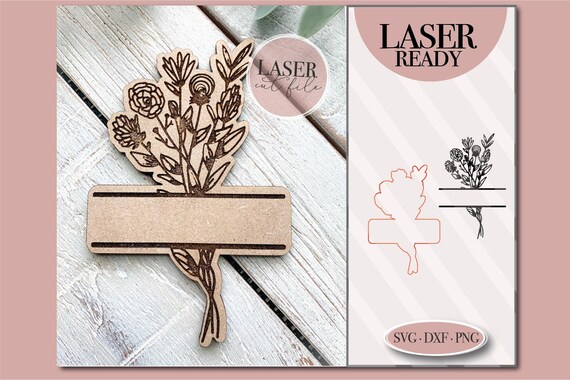 Flower Bouquet Name Sign svg Floral Bouquet svg Floral Name | Etsy