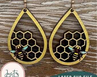 Bee Hive Earrings Svg, Bumble Bee Svg, Boho Laser Earrings Svg, Laser ...