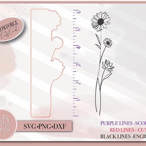 6" Ruler Svg, Floral Ruler Svg, Laser Cut Ruler, Wooden Ruler Svg ...