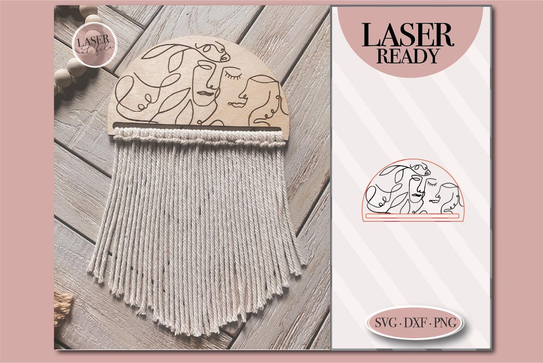 Boho Macrame Svg, Abstract Faces Svg, Macrame Svg, Laser Macrame Cut ...