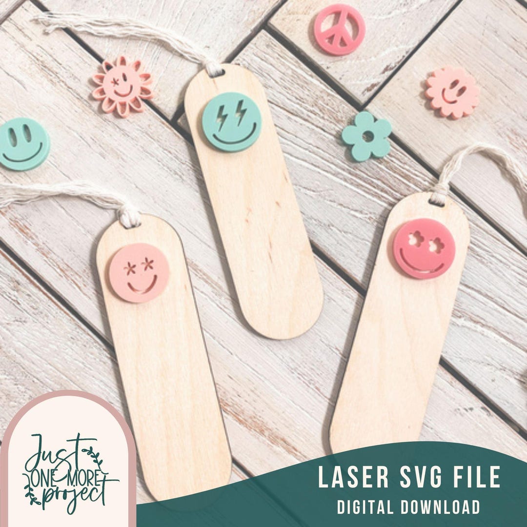 Retro Smiley Bookmarks Svg, Smiley Face Laser Bookmark Svg, Kids ...