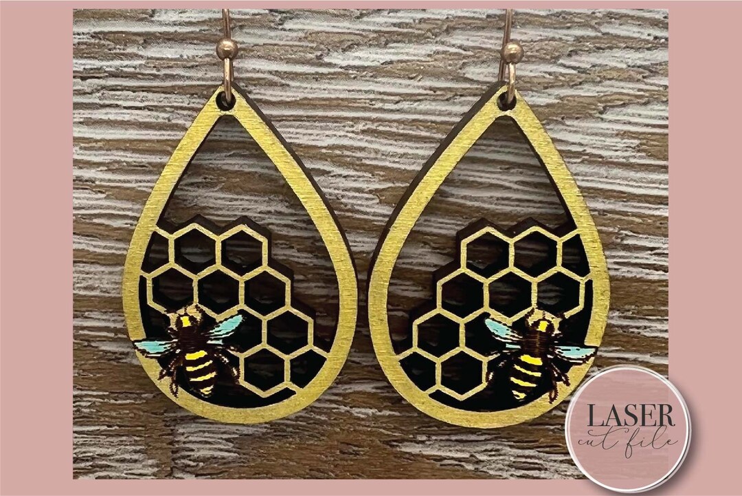 Bee Hive Earrings Svg, Bumble Bee Svg, Boho Laser Earrings Svg, Laser ...