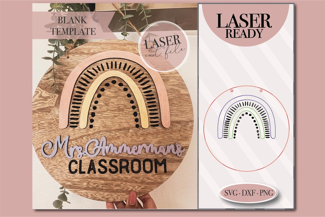 Rainbow Sign Svg, Rainbow Laser Round Sign Svg, Rainbow Classroom Sign ...