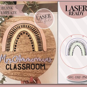 Rainbow Sign Svg, Rainbow Laser Round Sign Svg, Rainbow Classroom Sign ...