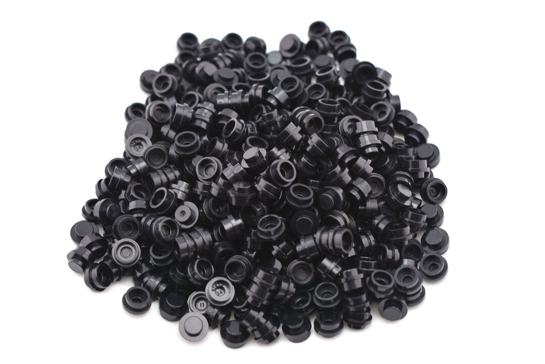 TCM BRICKS Black 1x1 Plate Round Straight Side X100 Compatible Bulk ...