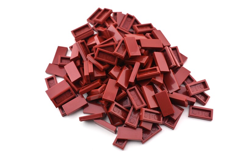 TCM BRICKS Dark Red 1x2 Tile Smooth Flat Finishing X100 Compatible ...