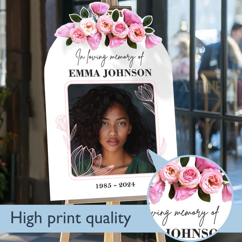 Personalized Funeral Memorial Sign: Photo Tribute, PVC Board or Acrylic ...
