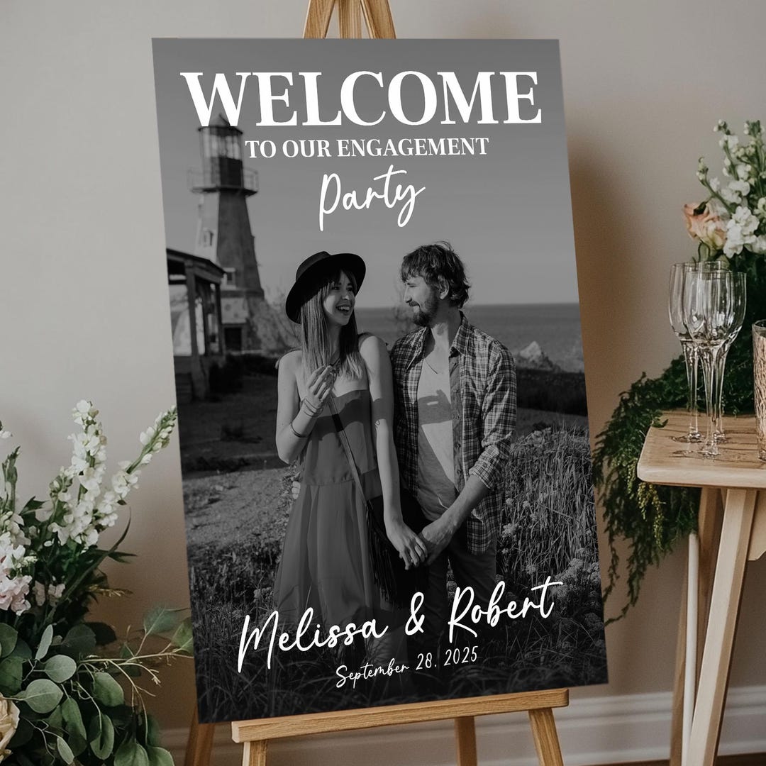 Custom Photo Engagement Party Welcome Sign: Acrylic or PVC - Etsy