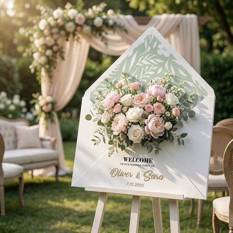 Unique 3D Wedding Welcome Sign – Personalized Envelope Design With ...