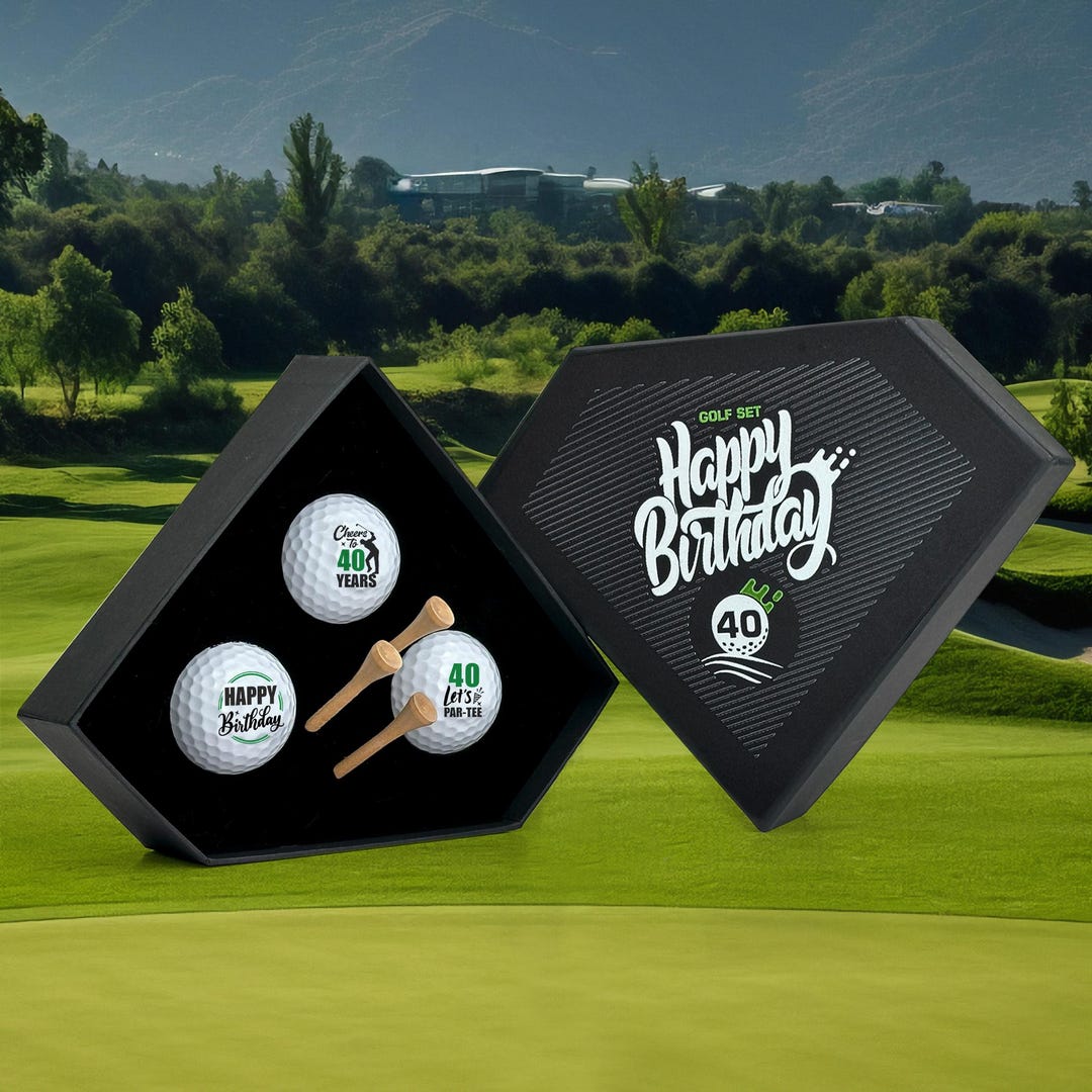 Personalized Golf Birthday Gift Box: Age Golf Balls & Tees - Etsy