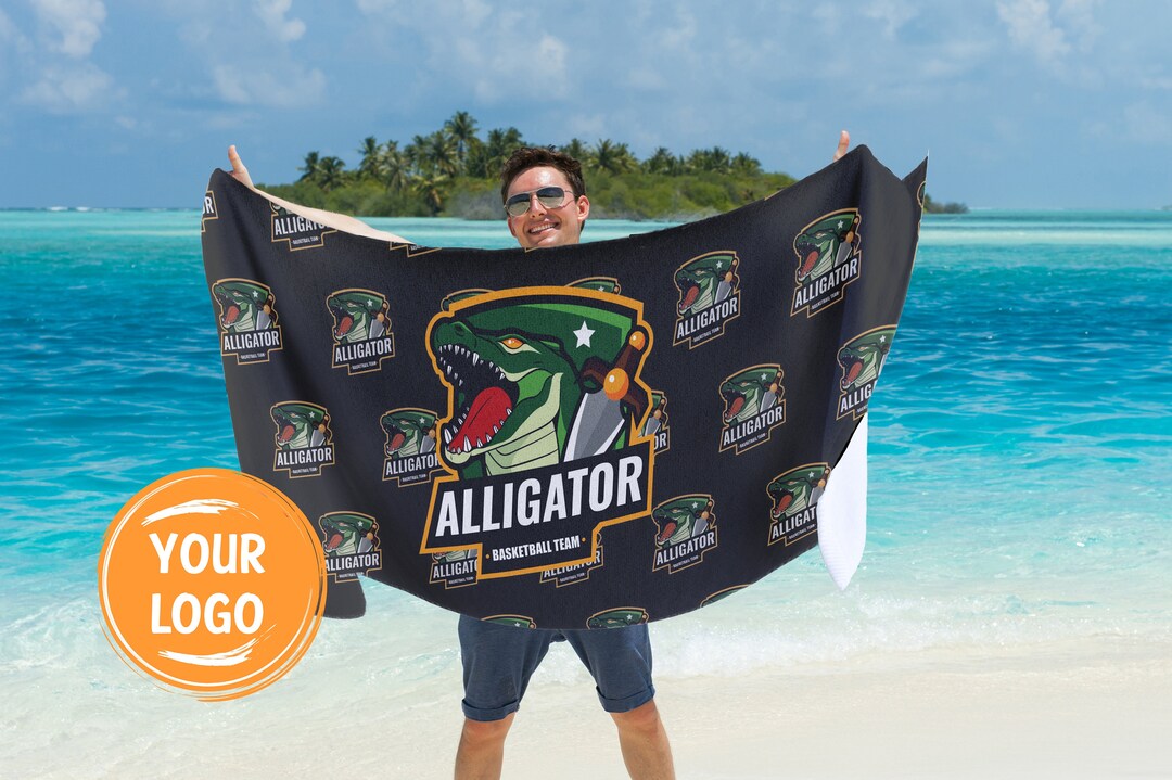 Custom Logo Towel, Repeating Logo Design on Beach Towel, Add Your Logo ...