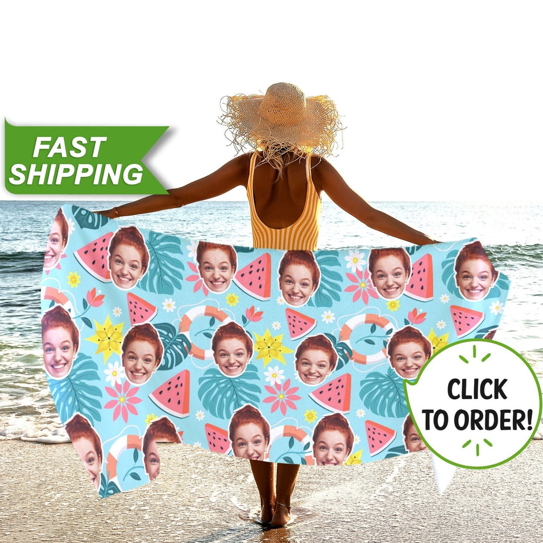 Custom Face Beach Towel: Personalized Photo Gift - Etsy