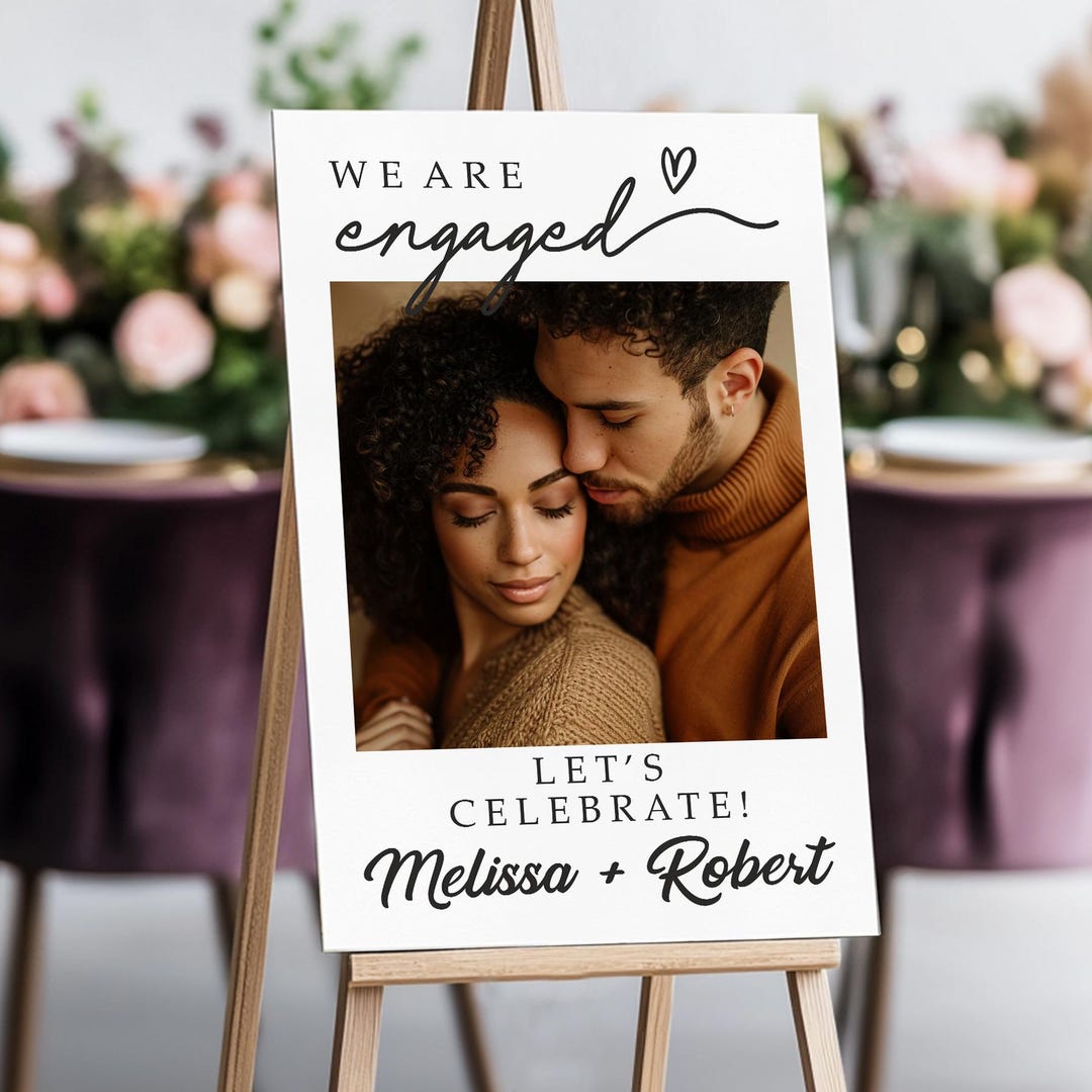 Custom Engagement Photo Sign: Acrylic, PVC, or Paper With Optional ...