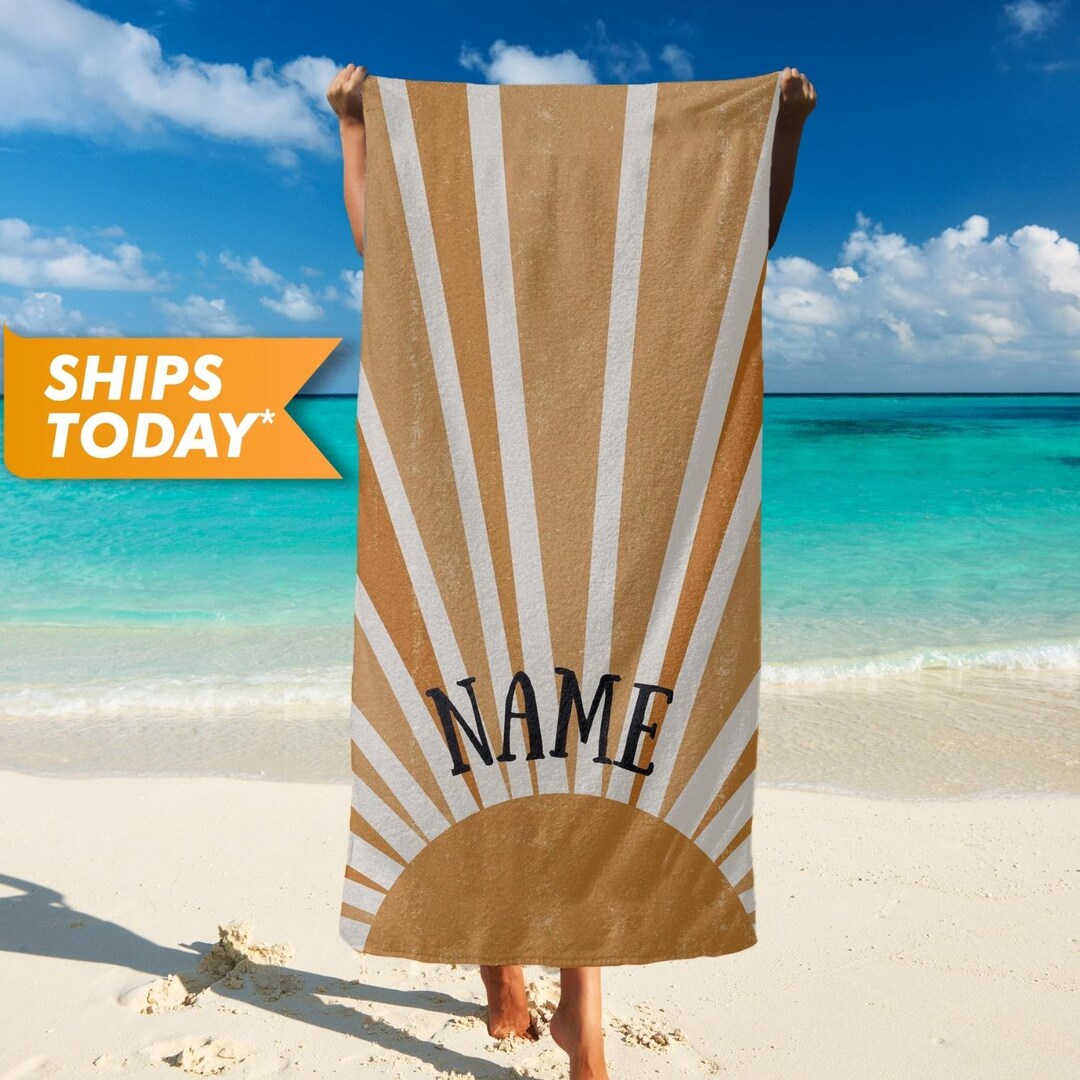 Personalized Beach Towel: Custom Sun Print Monogram Towel - Etsy