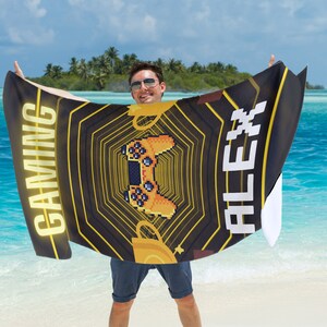 Custom Gaming Beach Towel, Video Game Towels - Personalized Gamer Towel ...