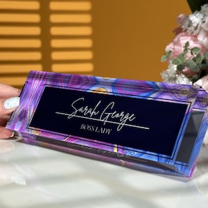 Personalized Pink Marble Acrylic Name Plate: Custom Desk Sign - Etsy