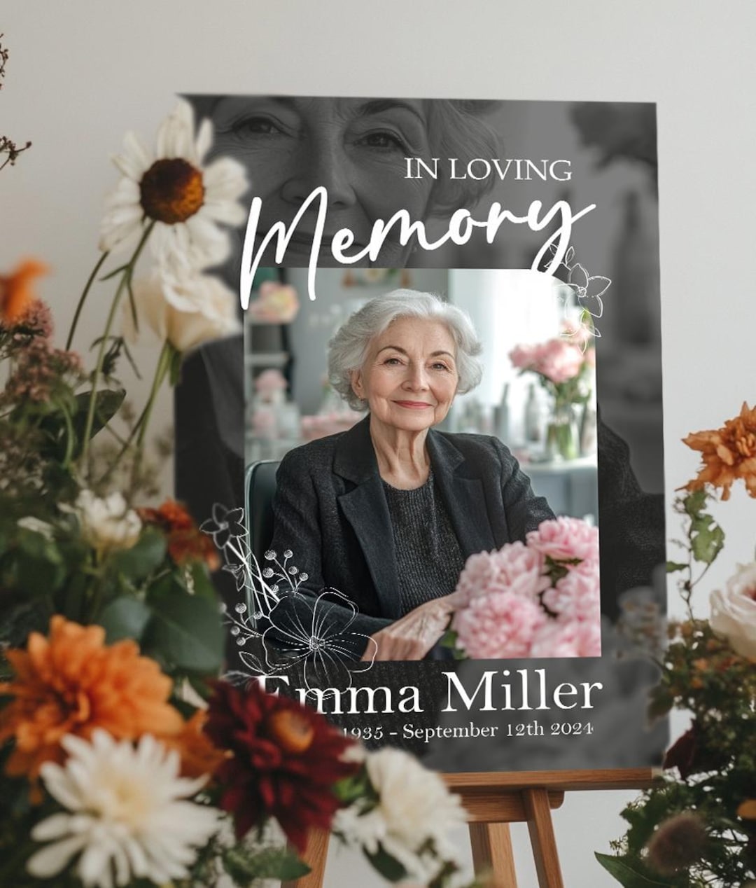 Funeral Memorial Printed Sign, in Loving Memory Editable Funeral Poster ...